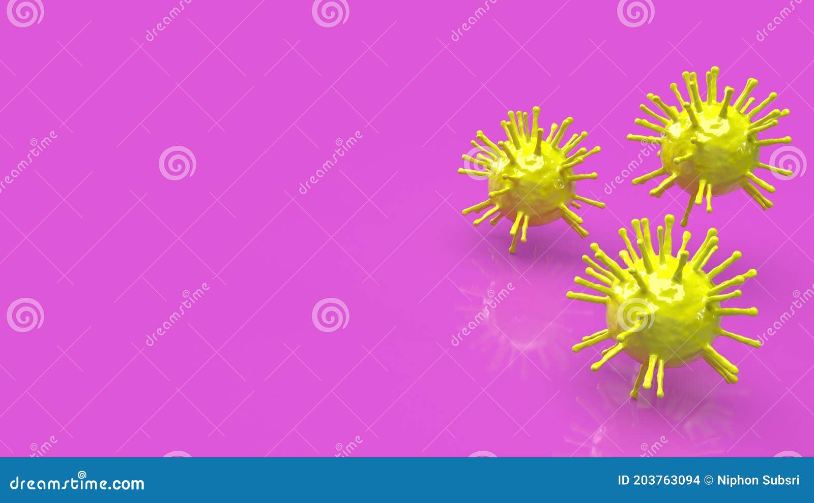 The Yellow Virus on Pink Background for Outbreak Content 3d Rendering ...