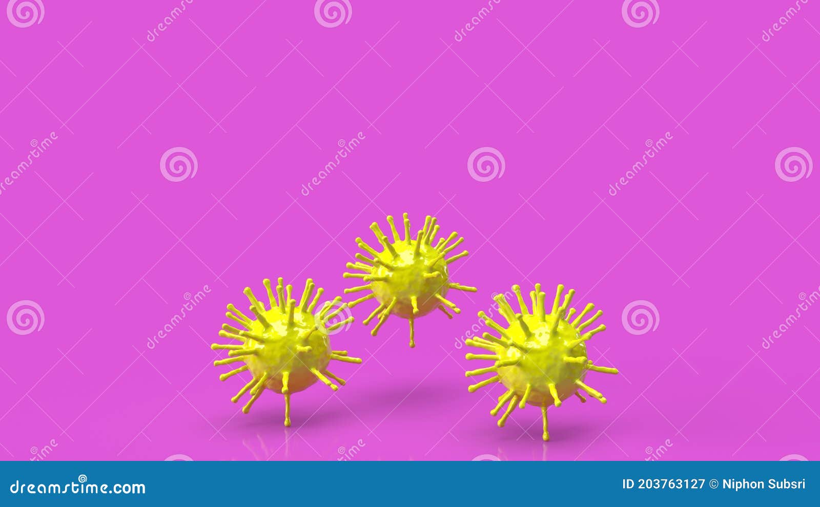 The Yellow Virus on Pink Background for Outbreak Content 3d Rendering ...