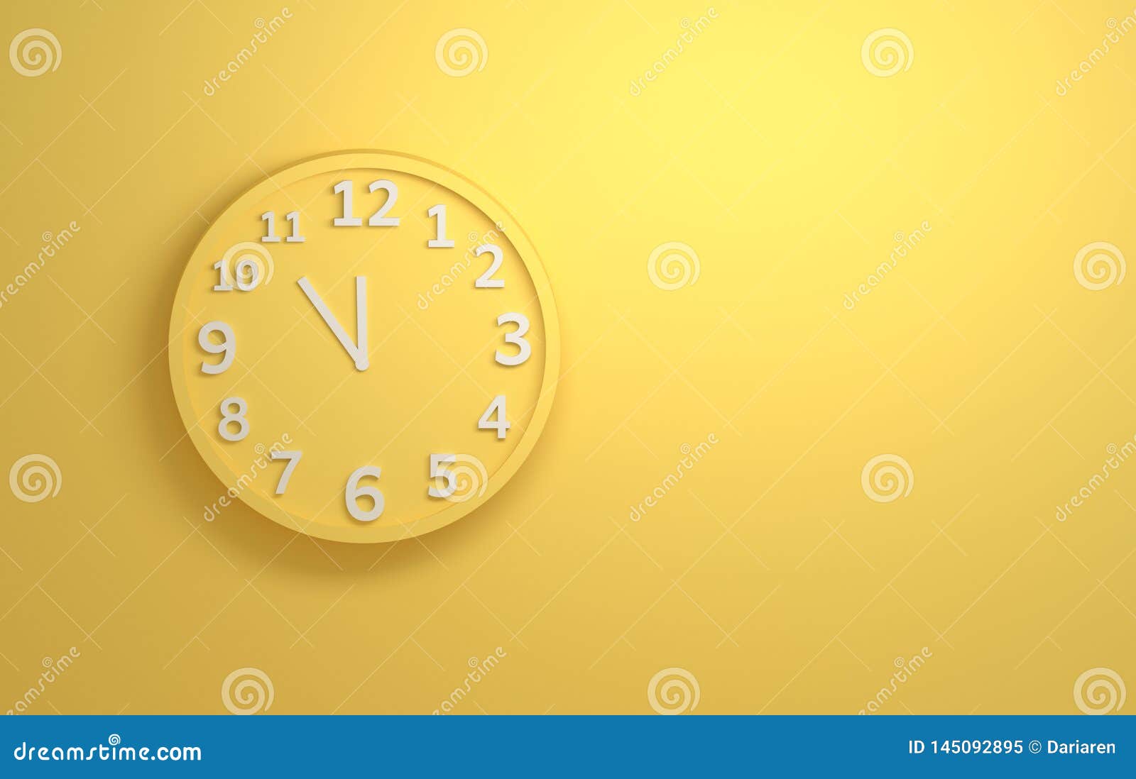 Yellow wall clock stock illustration. Illustration of flat - 145092895