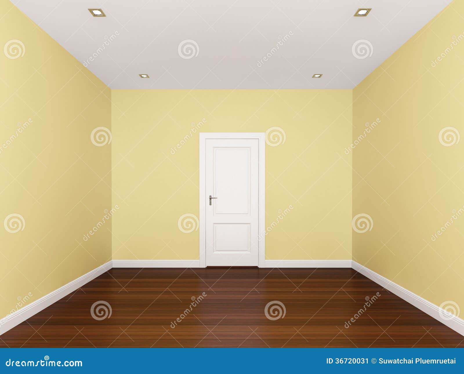 Yellow Wall Empty Room,3d Interior Stock Illustration - Illustration of ...