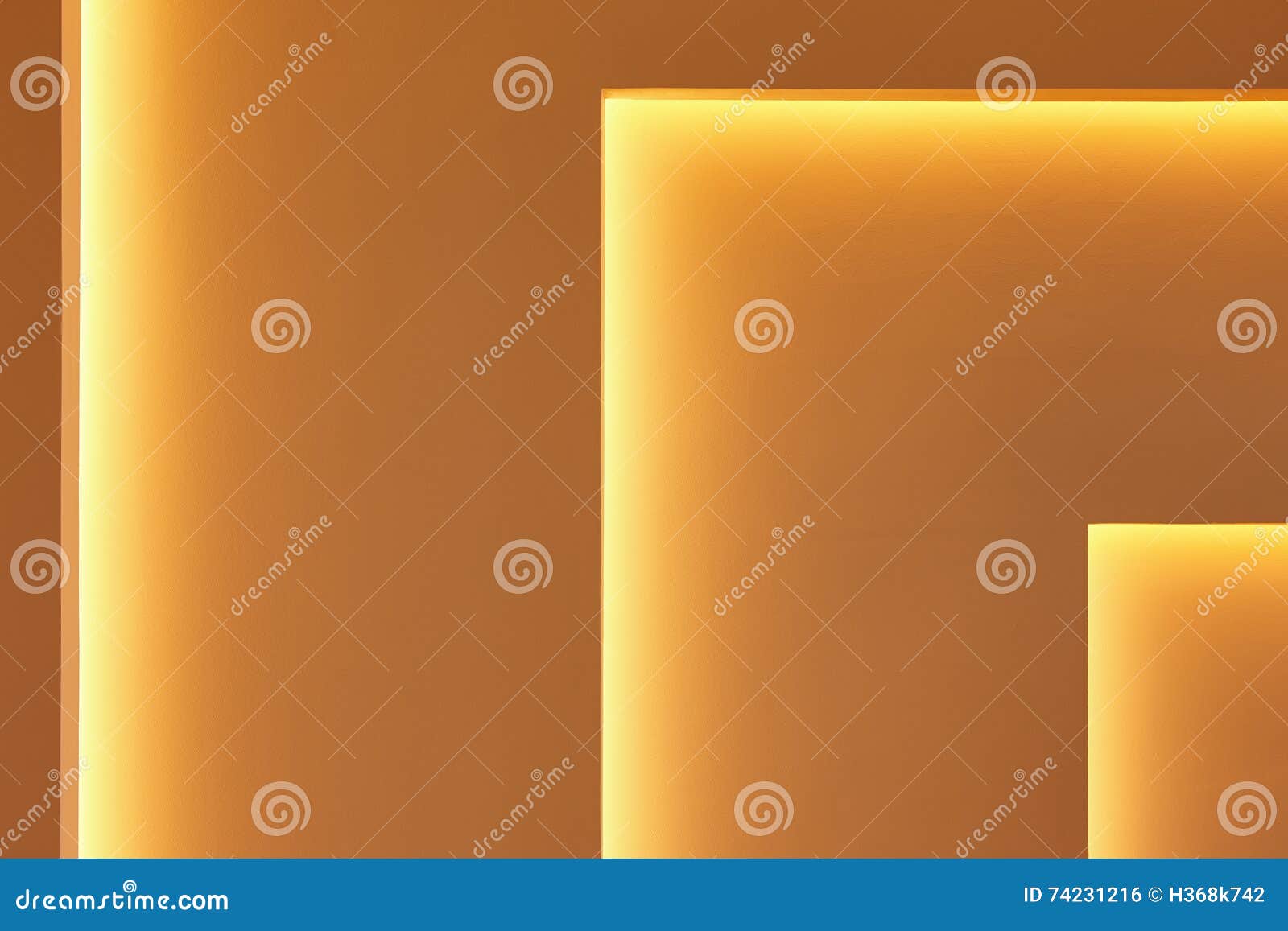 Yellow Wall with Gradient Light Decoration in Angle. Stock Photo ...