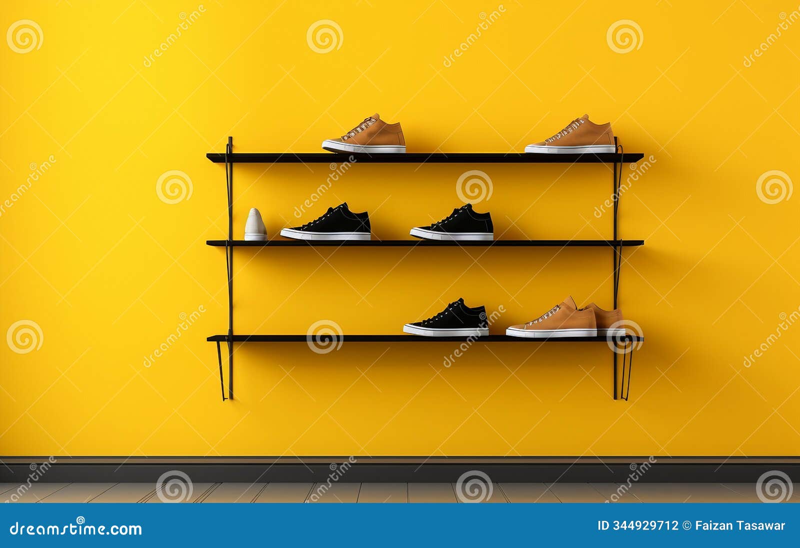 Yellow Wall-Mounted Shoe Rack Background Stock Illustration ...