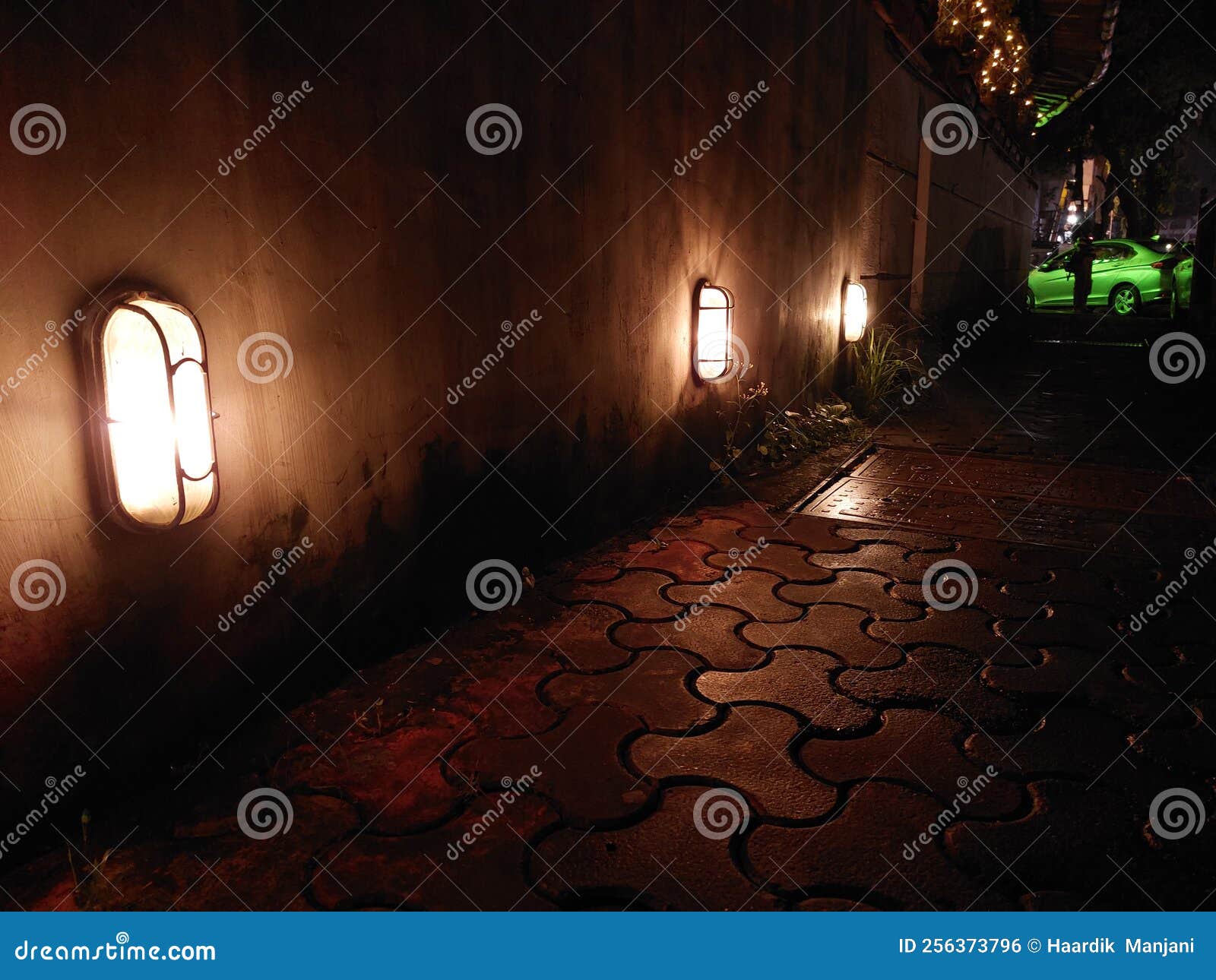Yellow Wall Step Lamp Lights Along Footpath Street Lamps Street