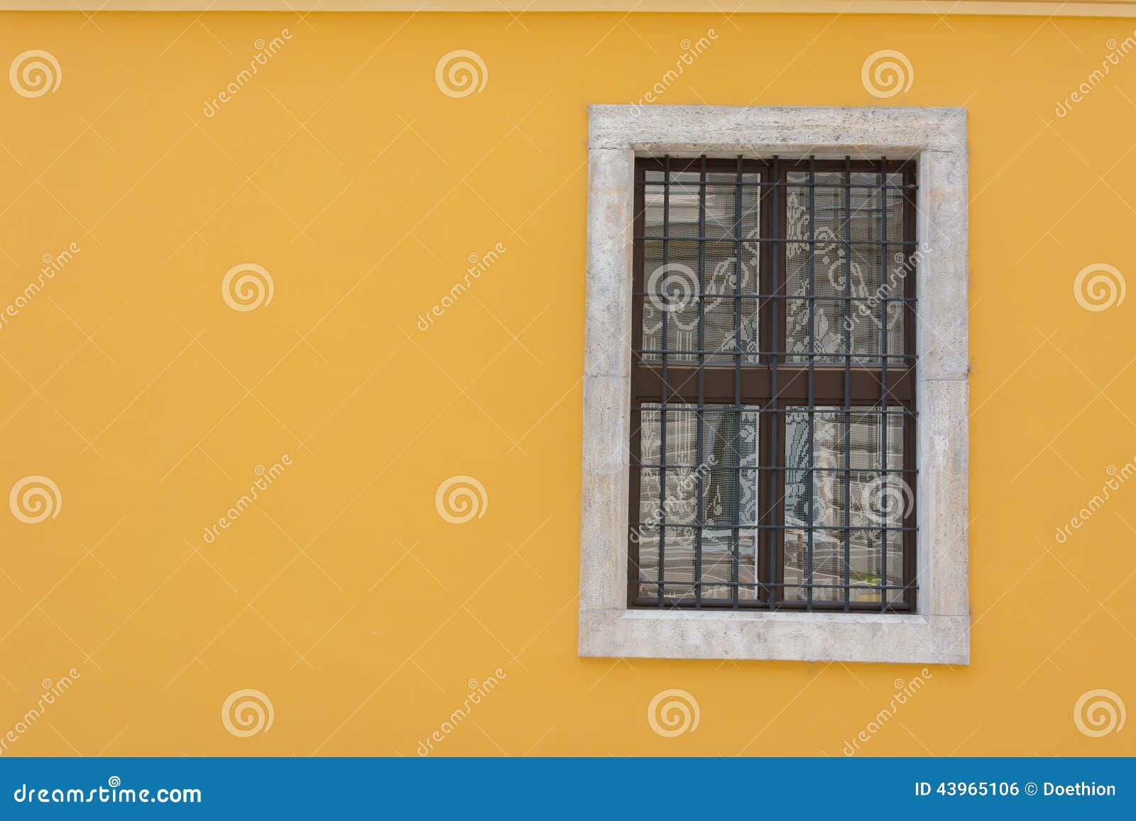 Yellow wall with window stock photo. Image of building - 43965106