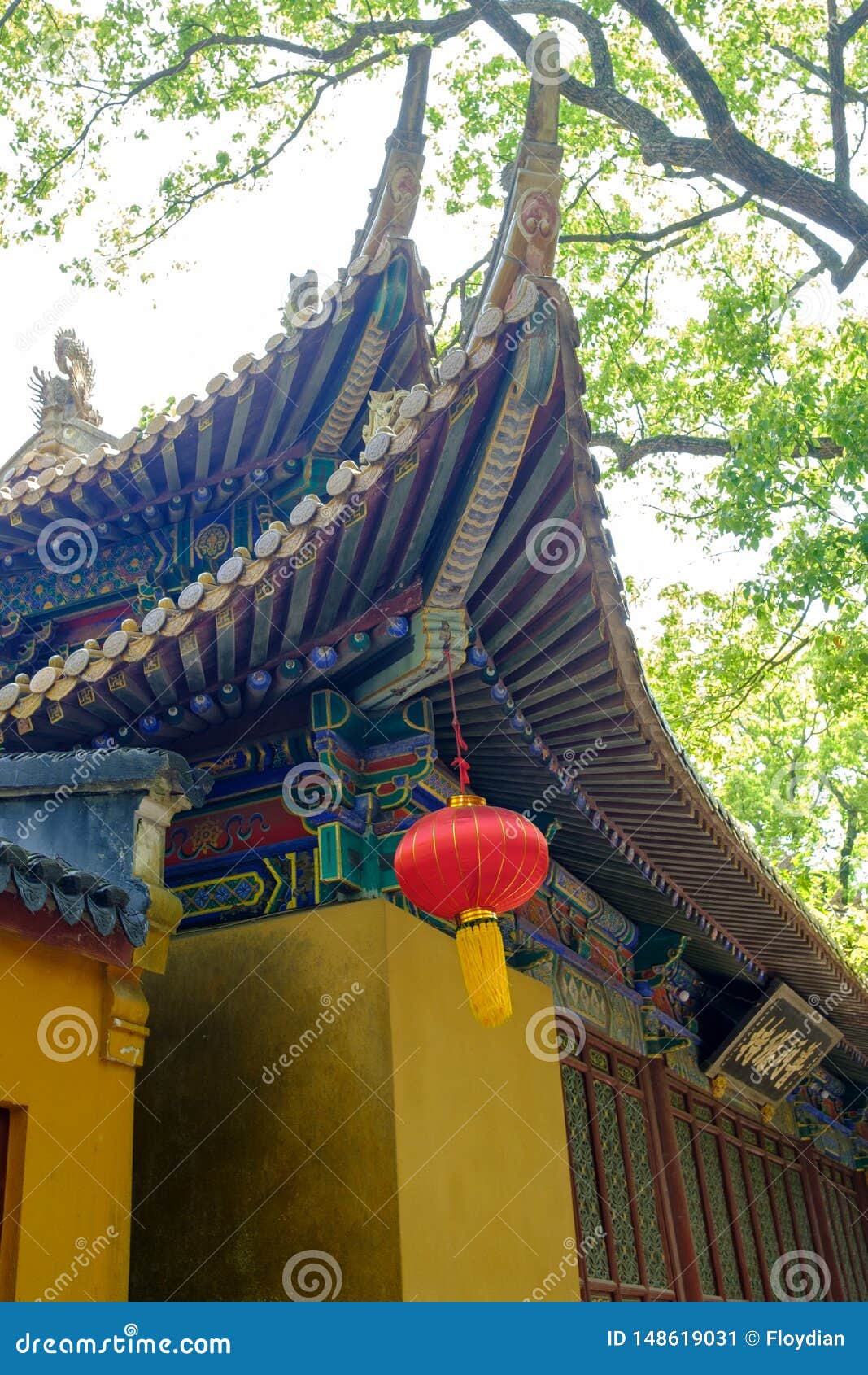 Yellow Walls and Cornices of Putuoshan Buddhist Temple Stock Image ...