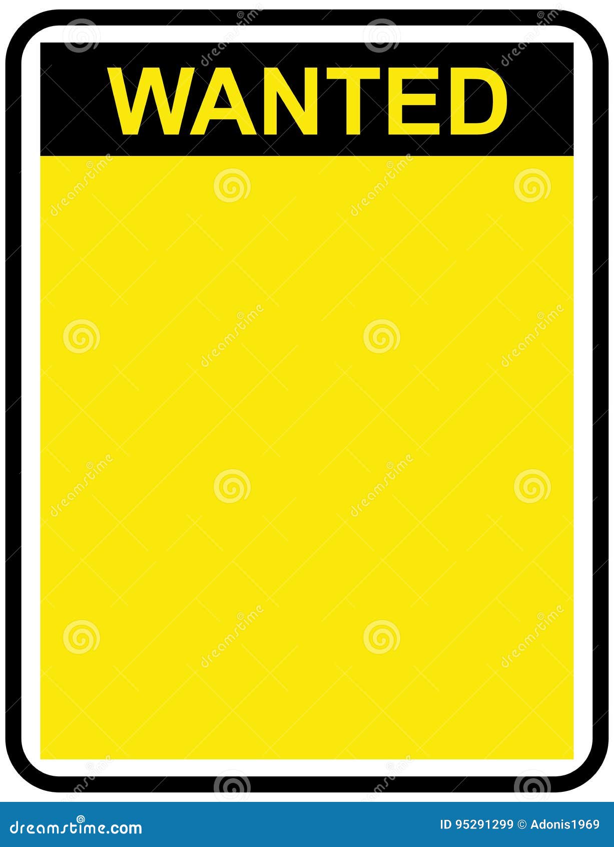Yellow wanted sign stock vector. Illustration of word - 95291299