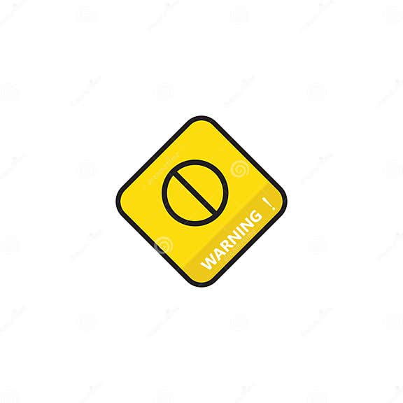 Yellow Warning Blocked Vector Icon Stock Illustration - Illustration of ...