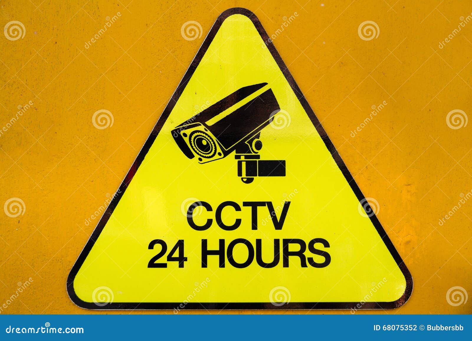 Yellow Warning Cctv Security Cameras Sign Operating 24 Hour Stock Photo ...