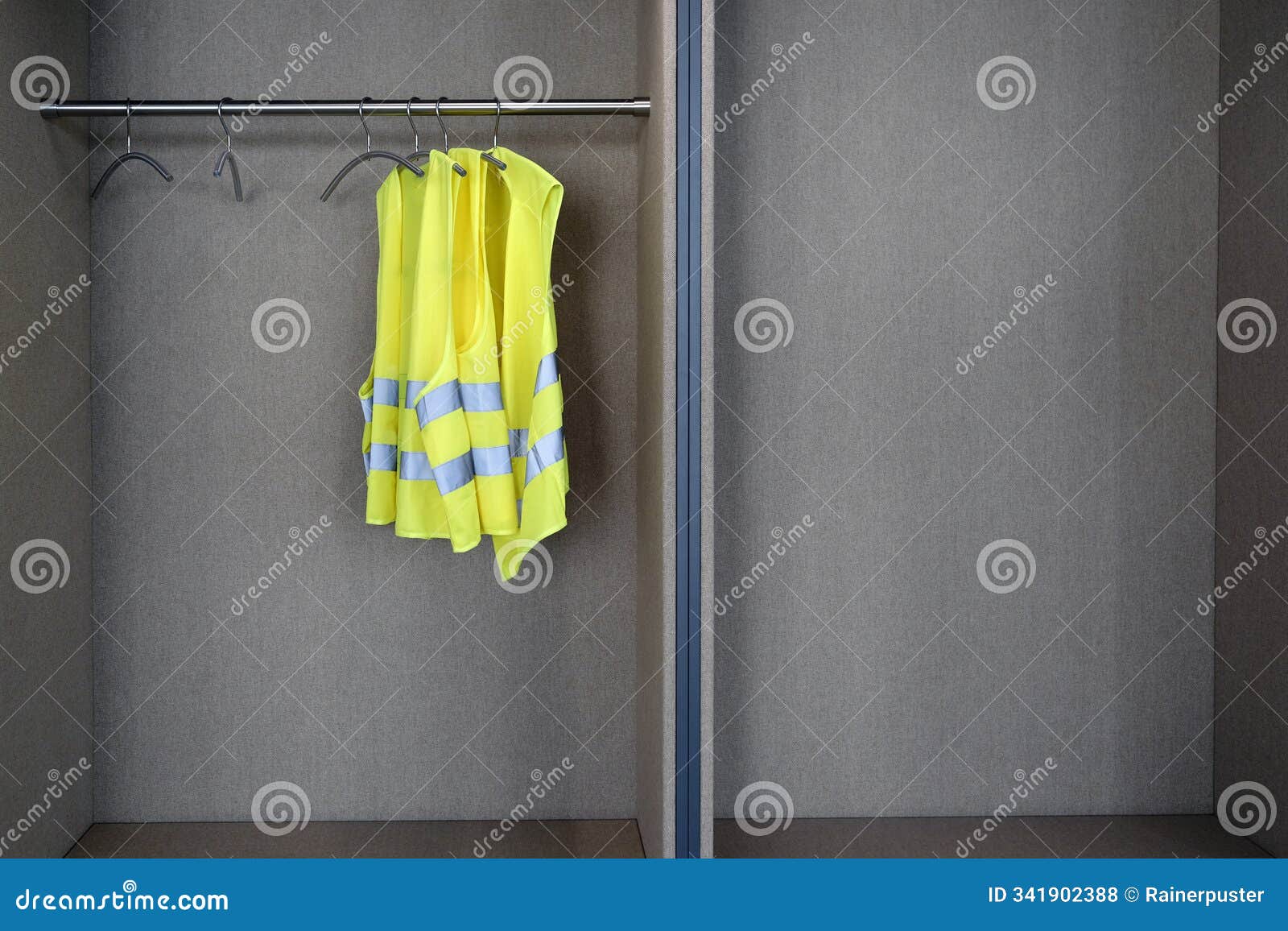 Yellow Warning Jackets on Coat Hangers Stock Photo - Image of accidents ...