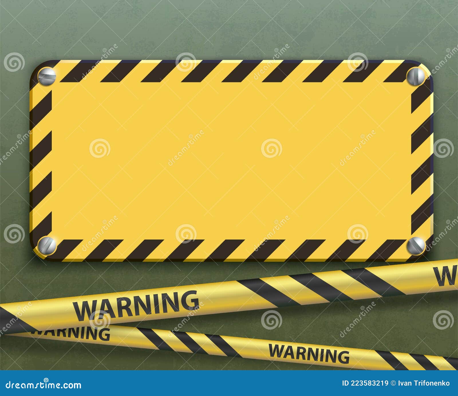 Yellow Warning Metal Plate with Black Stripes Stock Vector ...