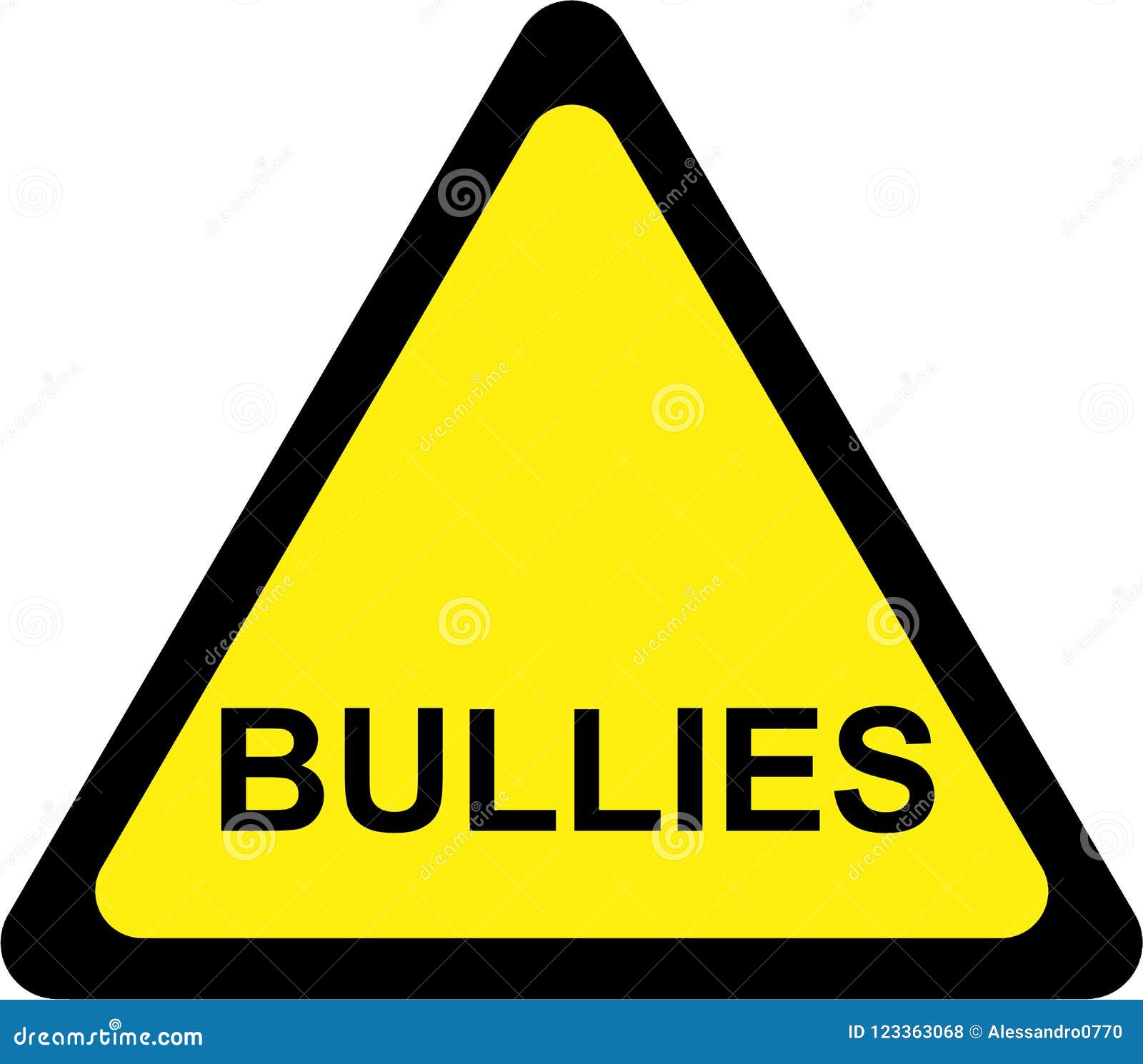 Yellow Warning Sign with Bullies Stock Illustration - Illustration of ...