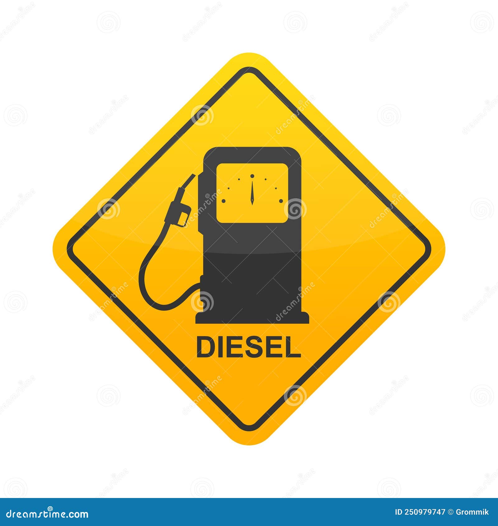 Yellow Warning Sign with the Image of a Diesel Fuel Pump. Warning about ...
