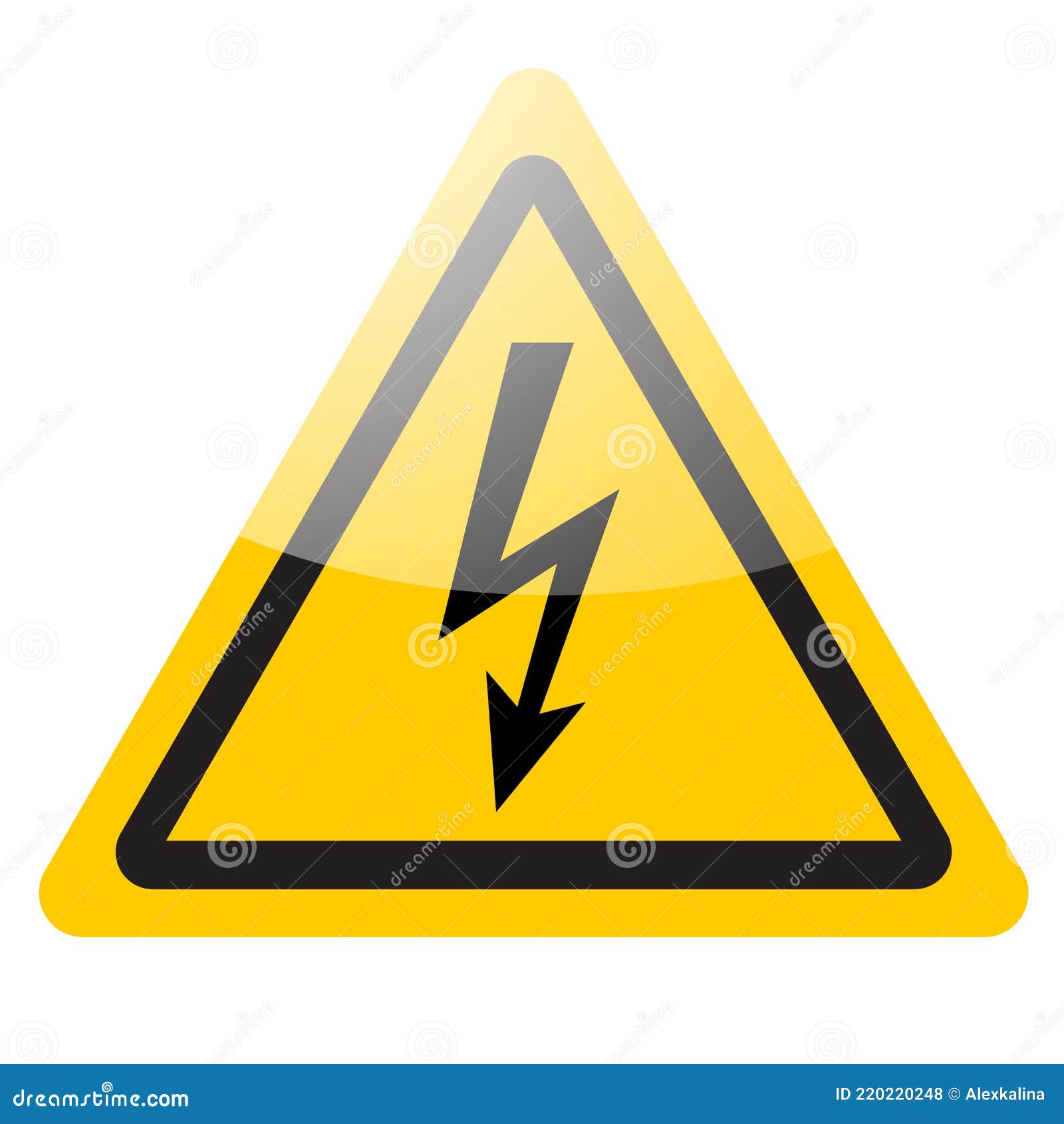 Yellow Warning Sign. Lightning Danger Symbol Icon Stock Vector ...