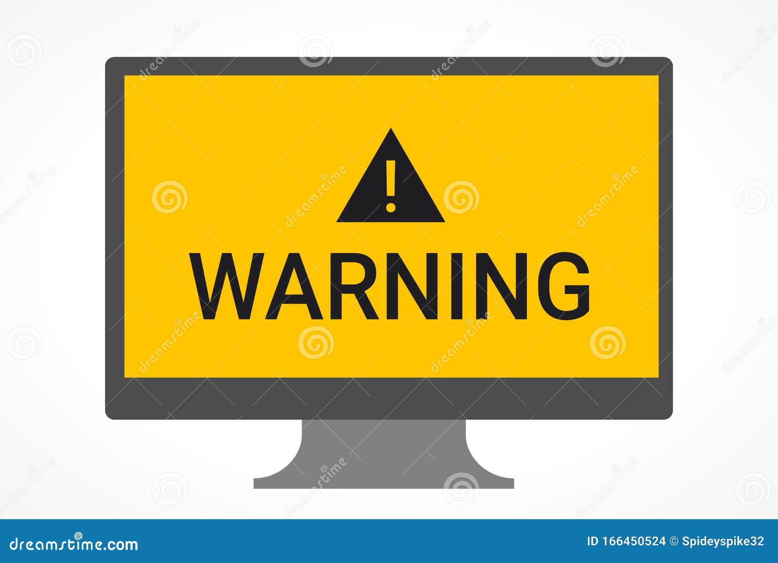 Yellow Warning Sign on the Yellow Monitor Screen Stock Vector ...