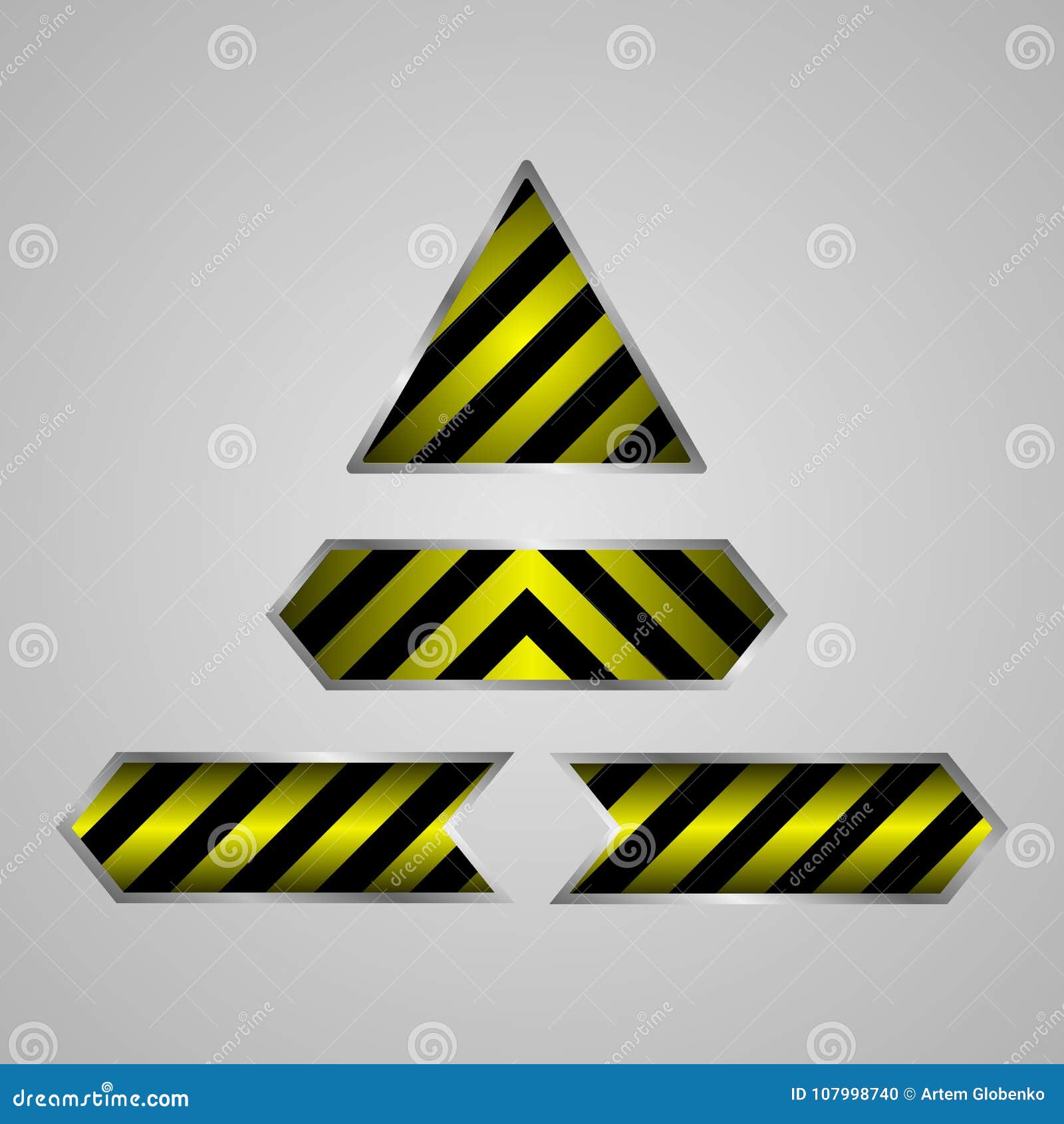 Yellow Warning Signs. Vector Elements. Stock Vector - Illustration of ...
