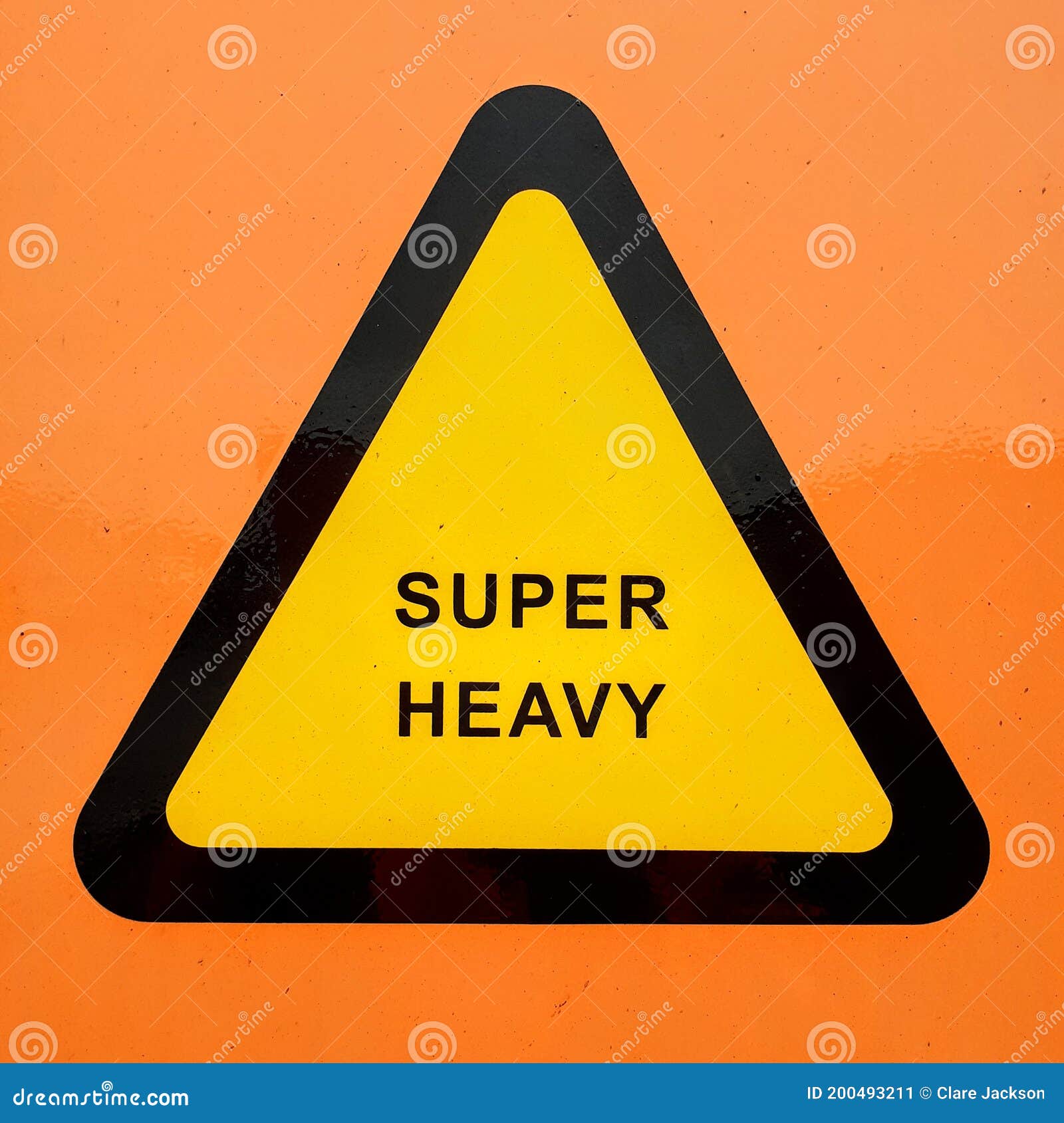 A Yellow Warning Triangle Informing of a Super Heavy Weight Stock Image ...