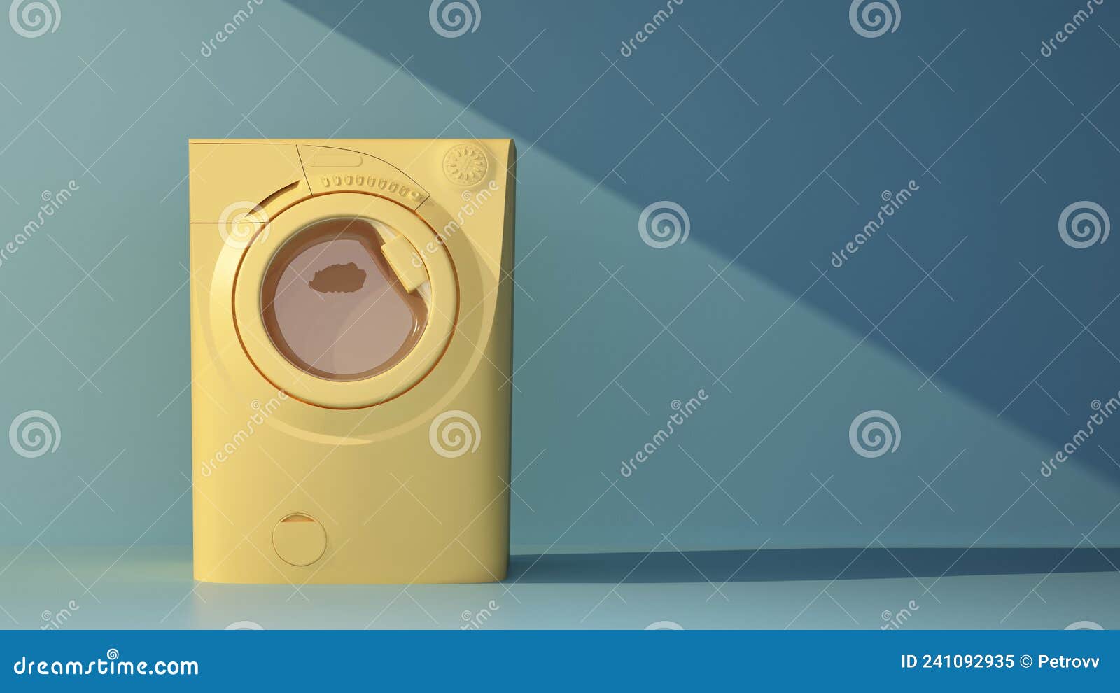 Yellow Washing Machine on Blue Background Stock Illustration ...