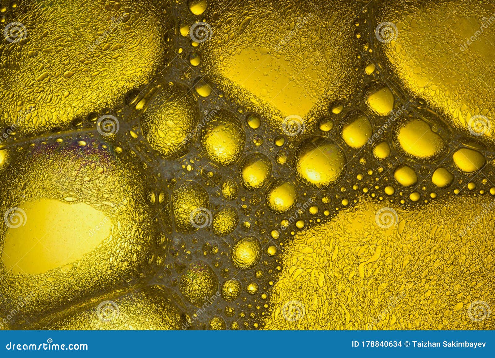 Yellow Water Bubbles Abstract Background Close Up Stock Photo - Image ...