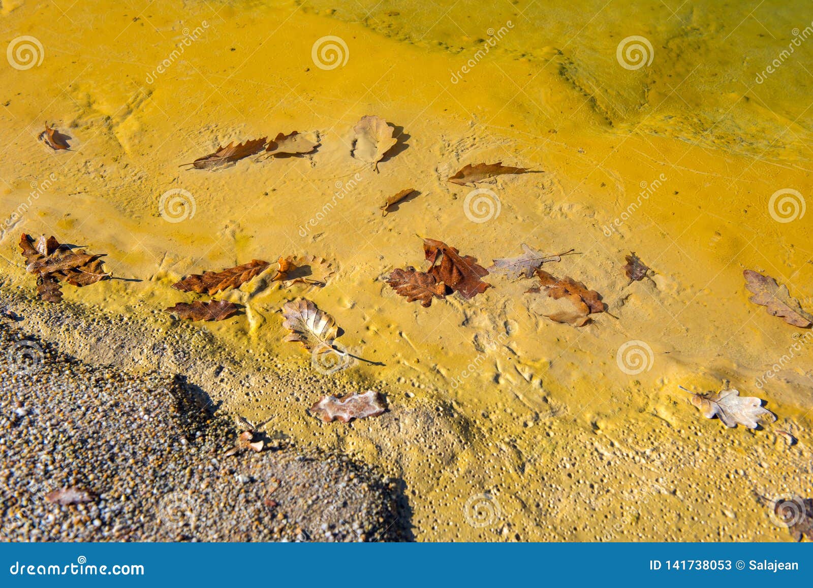 Yellow Water Contamination, Mining Residuals Stock Image - Image of ...