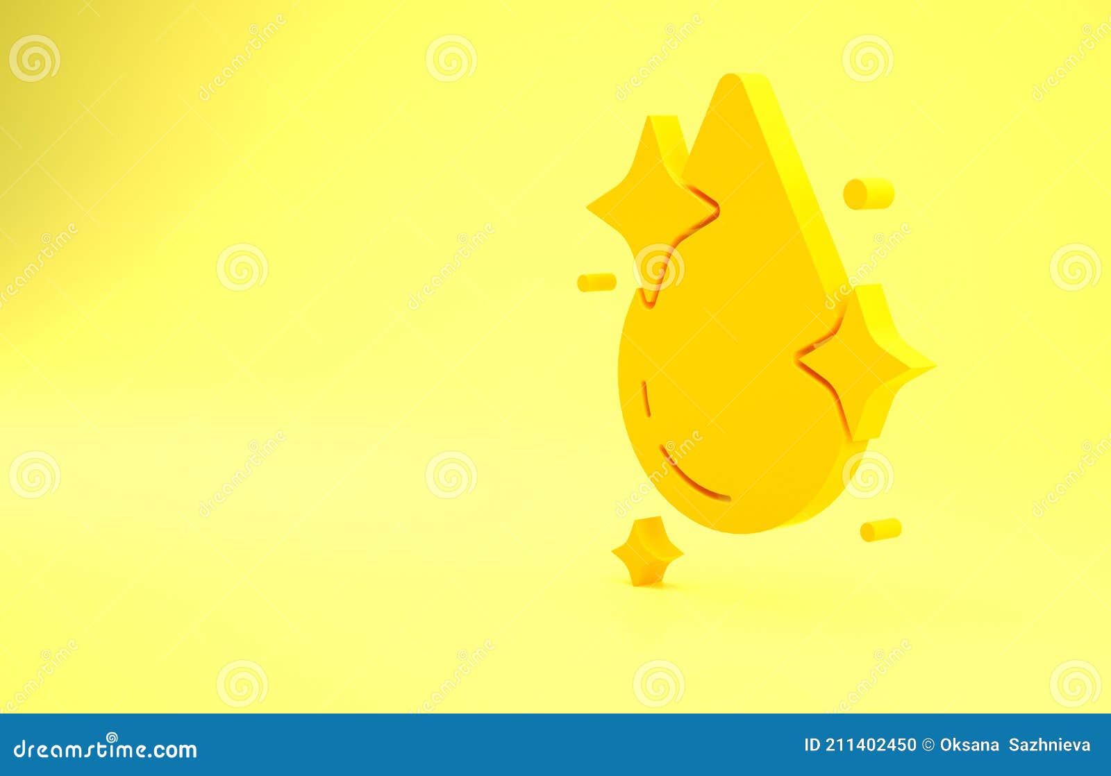 Yellow Water Drop Icon Isolated on Yellow Background. Minimalism ...