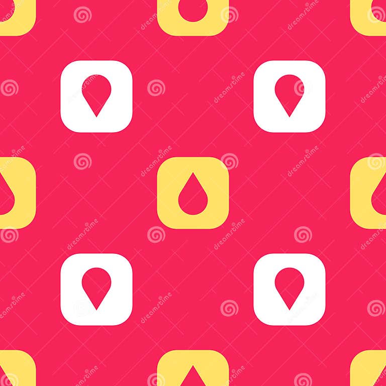Yellow Water Drop Icon Isolated Seamless Pattern on Red Background ...