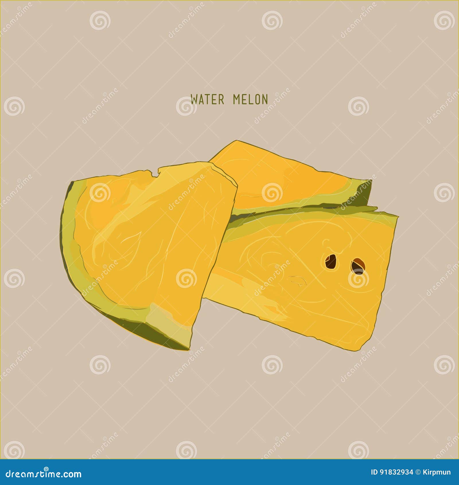 Yellow Water Melon , Sketch Vector. Stock Vector - Illustration of ...