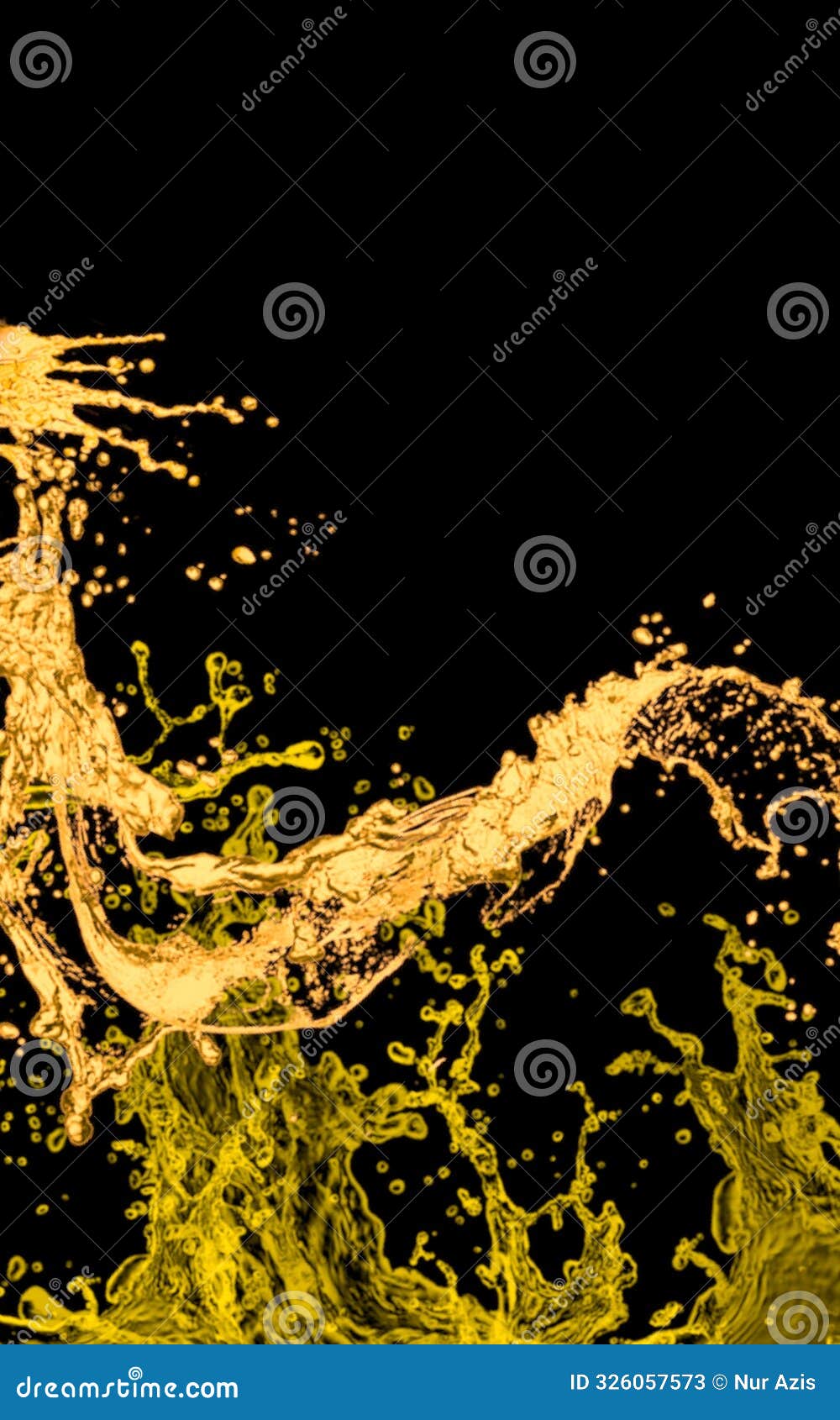 Yellow Water Splash Isolated on Negative Frame. Yellow Water Stock ...