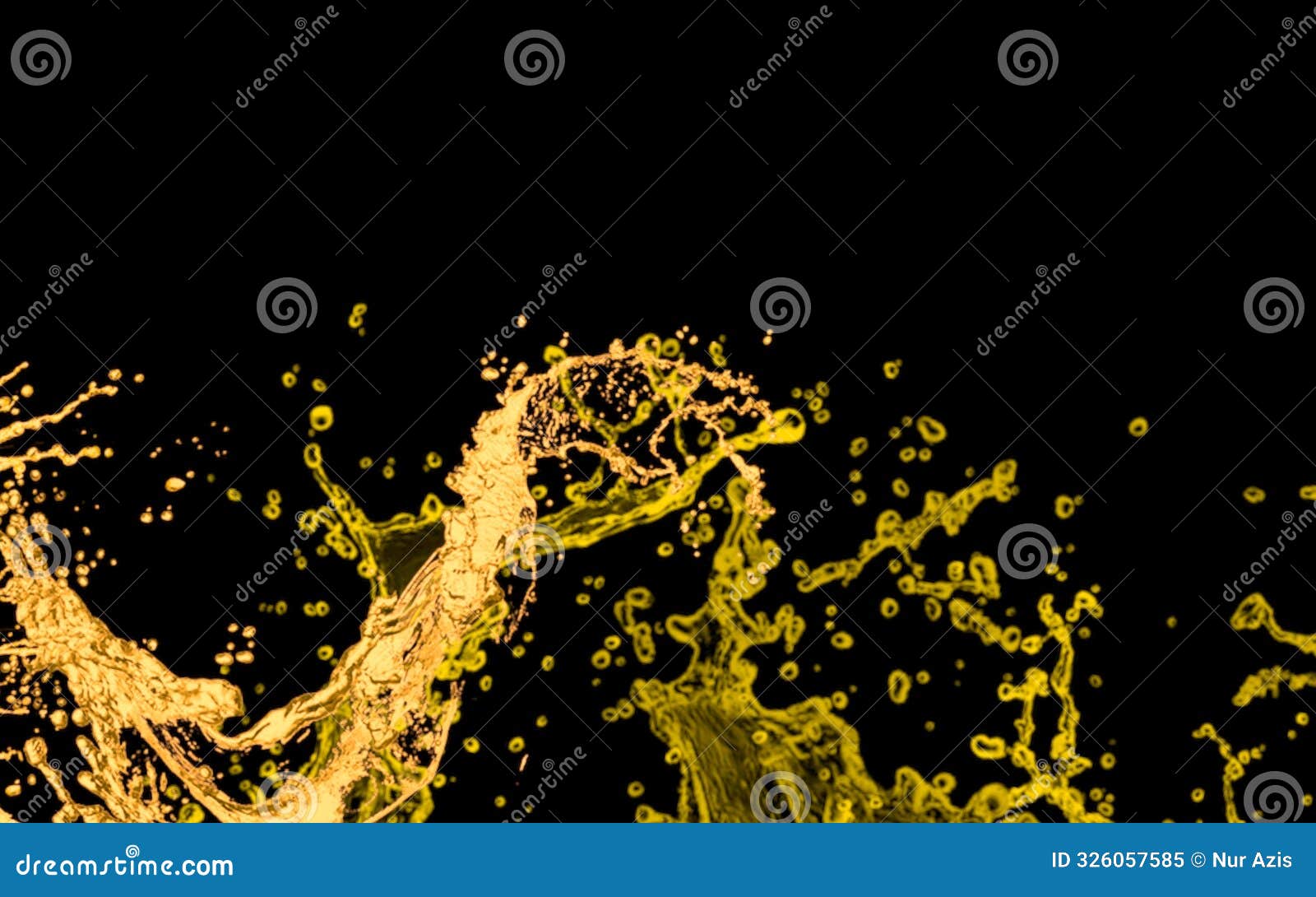 Yellow Water Splash Isolated on Negative Frame. Stock Illustration ...