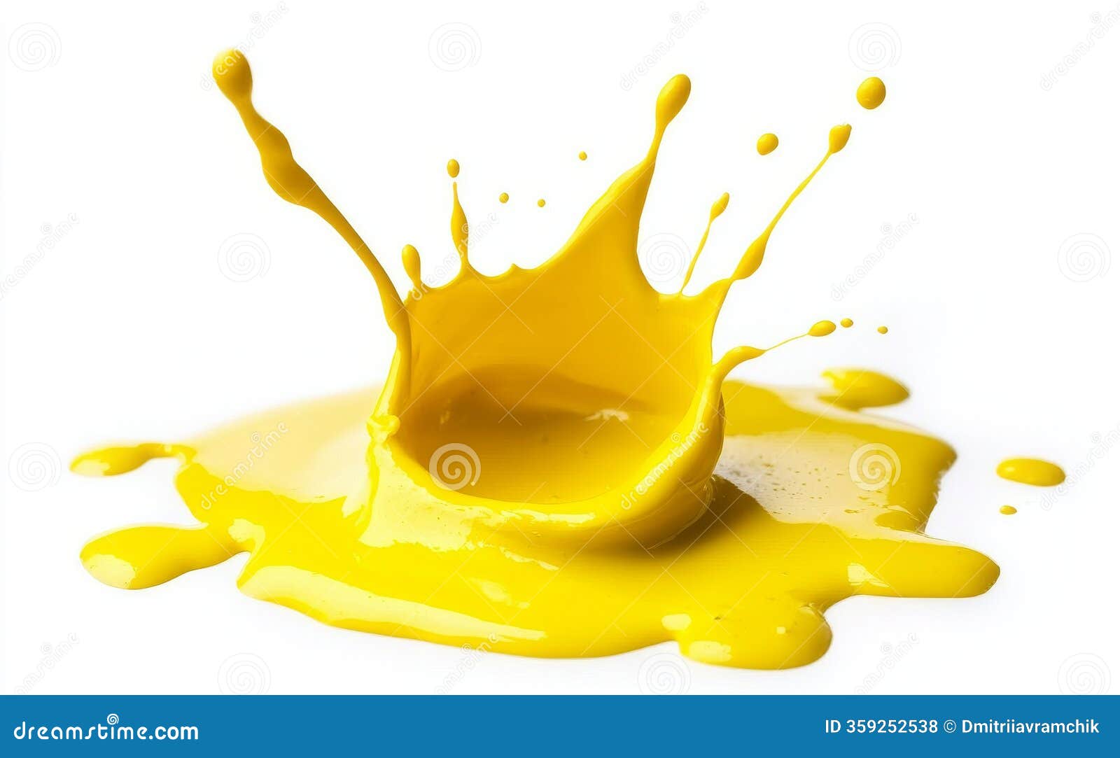 A Yellow Watercolor Blotch with Splashes, Isolated on White Stock Photo ...