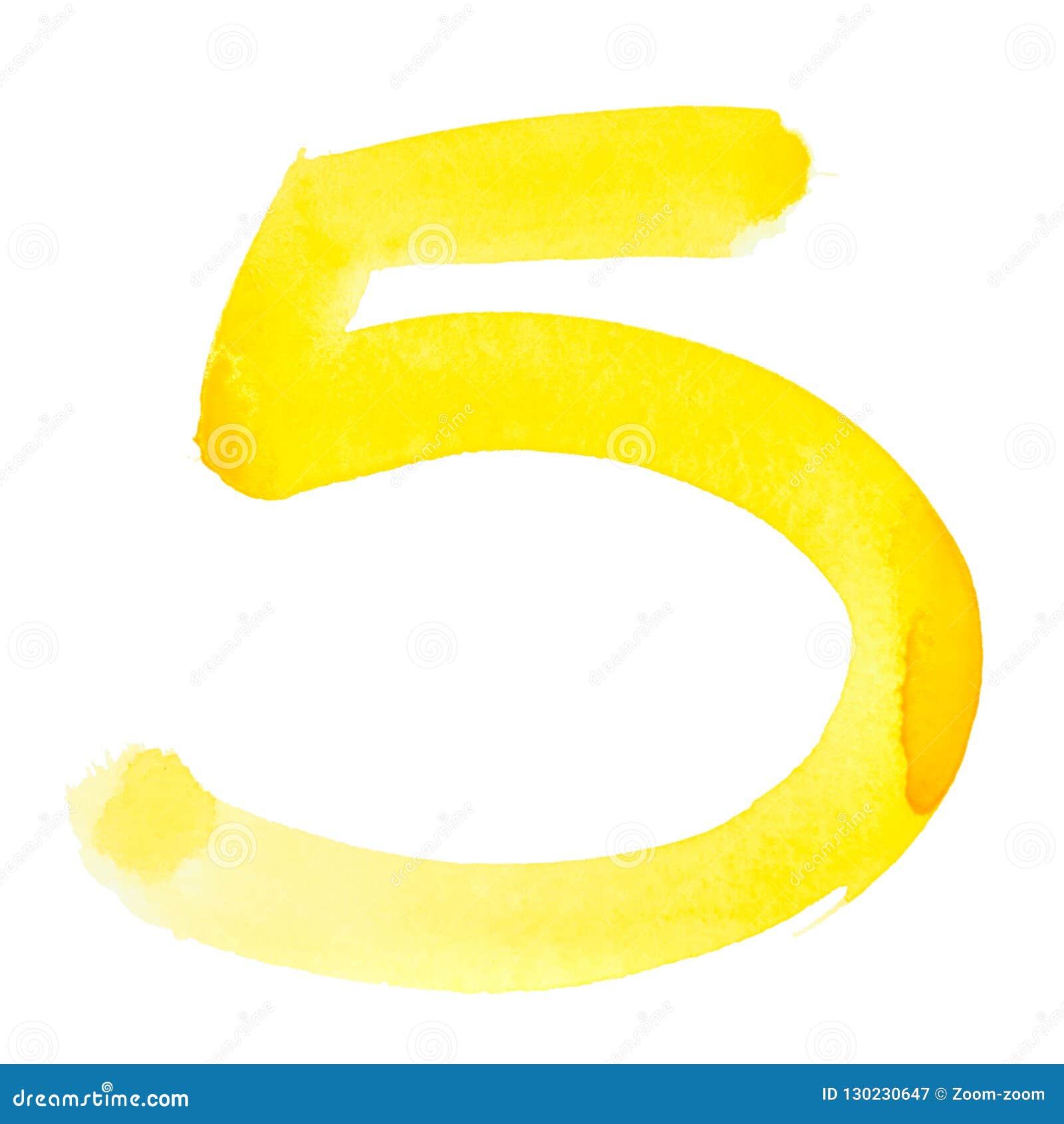 Yellow watercolor numbers stock image. Image of paint - 130230647