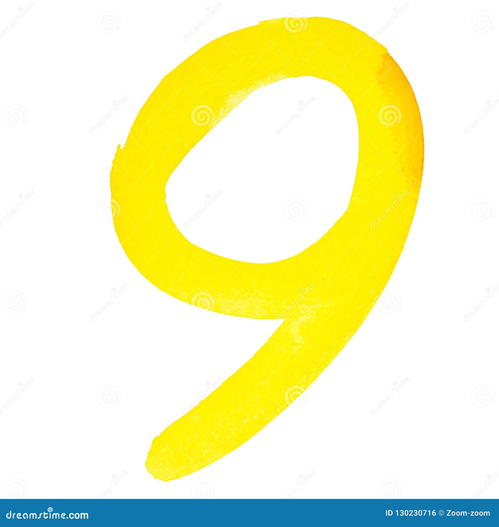 Yellow watercolor numbers stock photo. Image of painted - 130230716