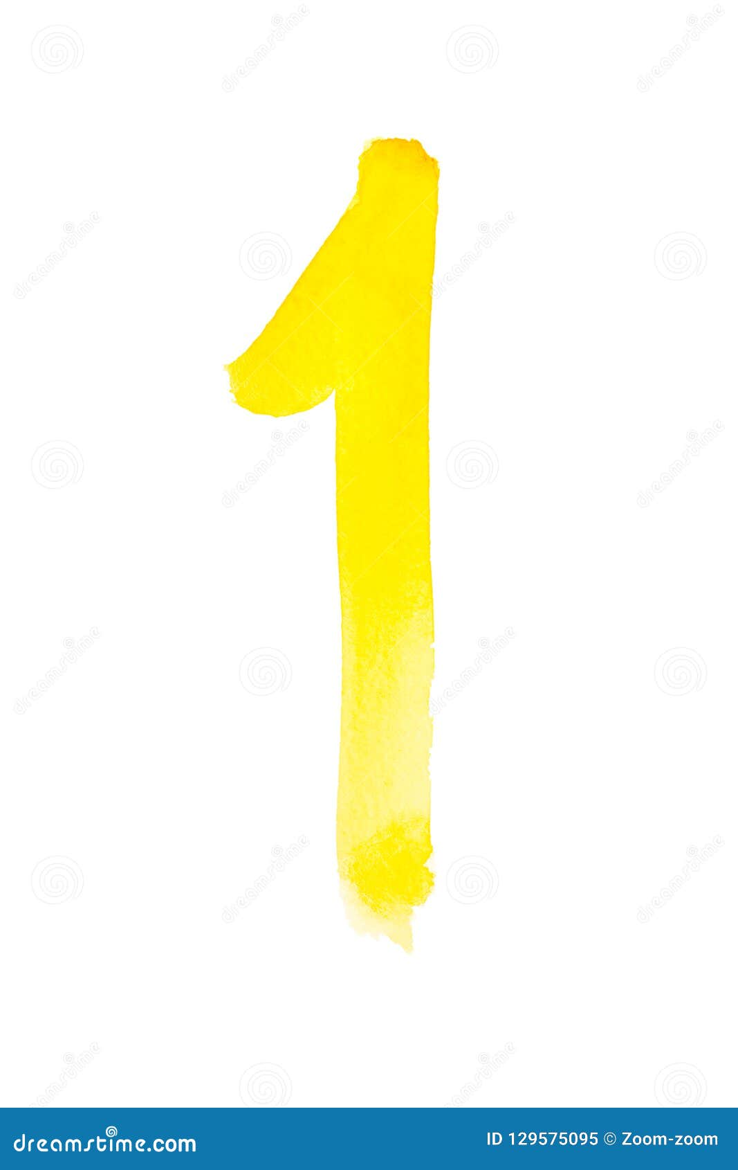 Yellow watercolor numbers stock image. Image of design - 129575095