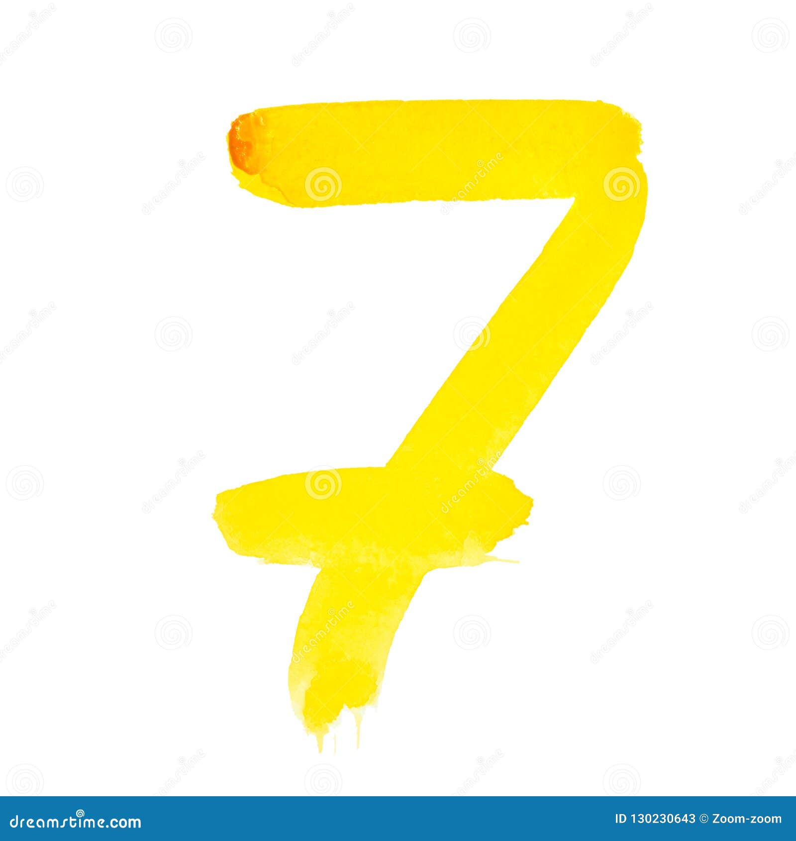 Yellow watercolor numbers stock image. Image of education - 130230643