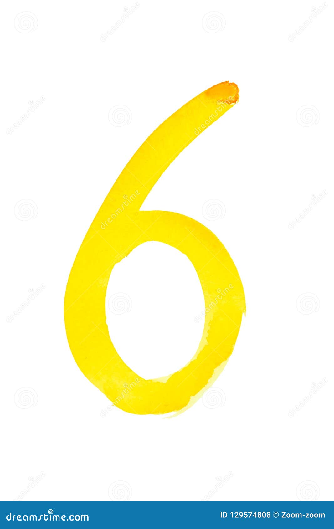 Yellow watercolor numbers stock photo. Image of painted - 129574808
