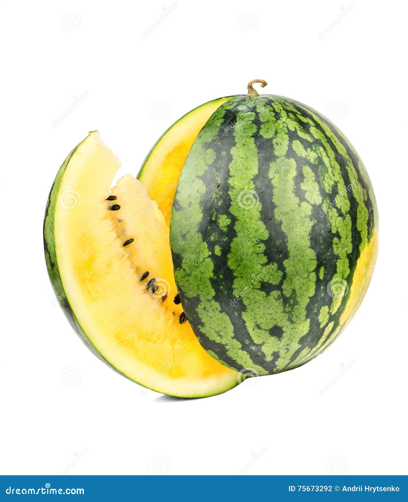 Yellow Watermelon with Slice Stock Photo - Image of fruit, seed: 75673292