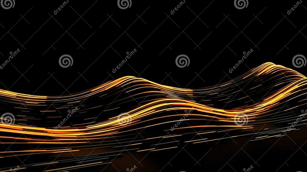 Yellow Wave Stream of Wavy Neon Lines Abstract Background Stock ...