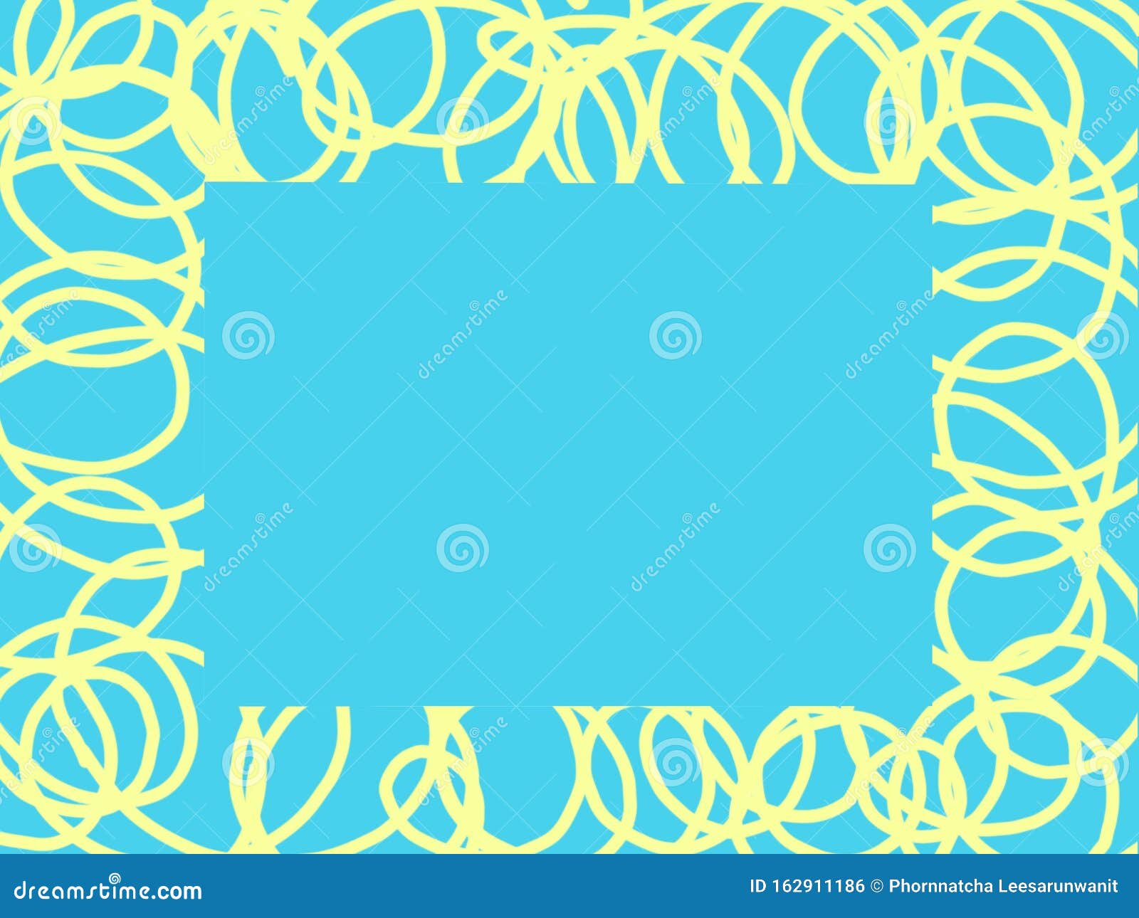 Yellow Wave Swirl on Light Blue Background Frame. Stock Illustration ...