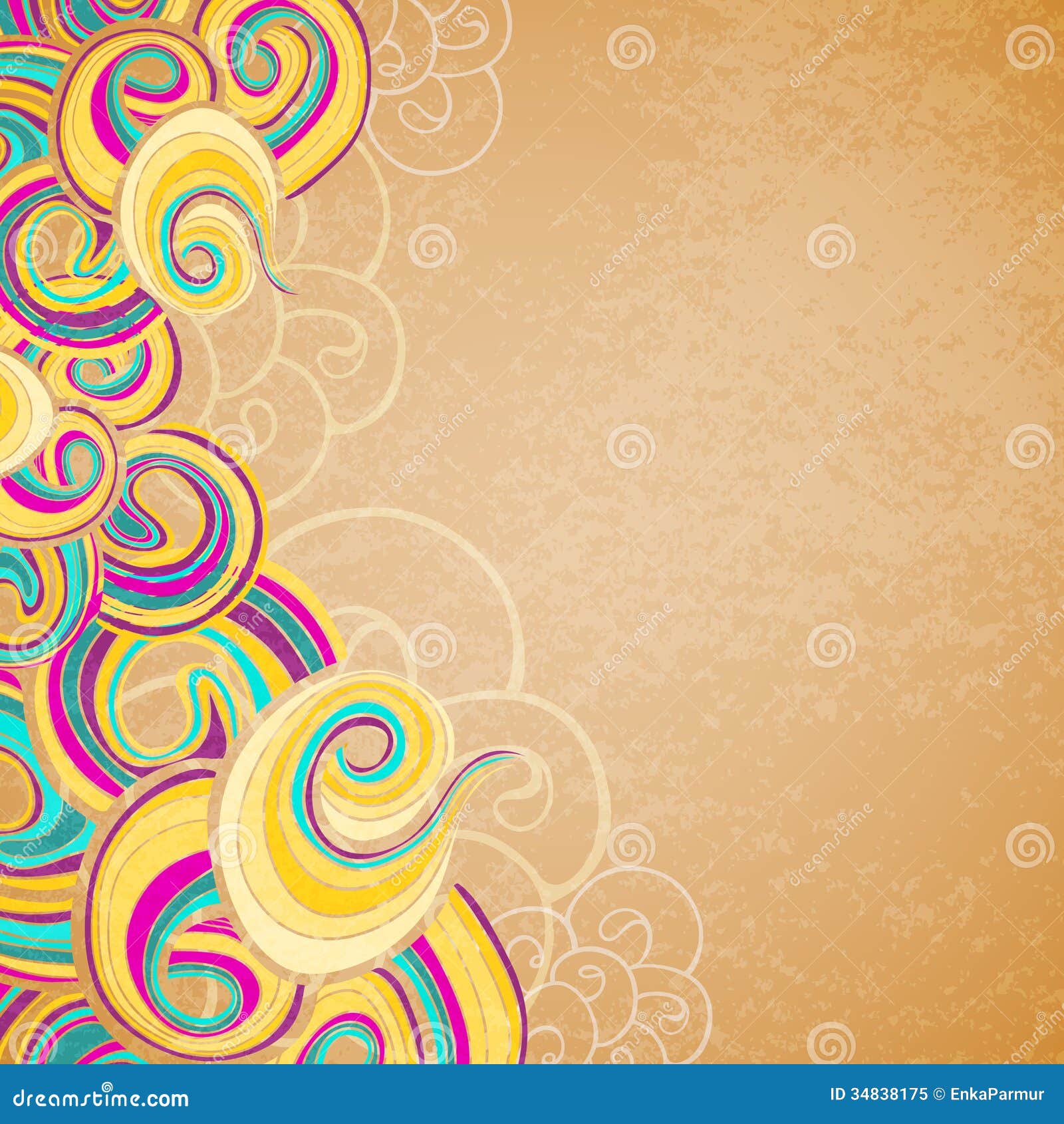 Yellow Waves on Old Paper Left Side Stock Vector - Illustration of blue ...