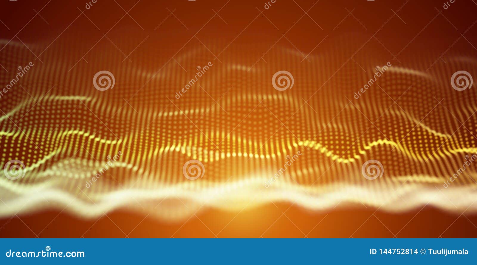Yellow Wavy Particle Surface on Orange Background Stock Vector ...
