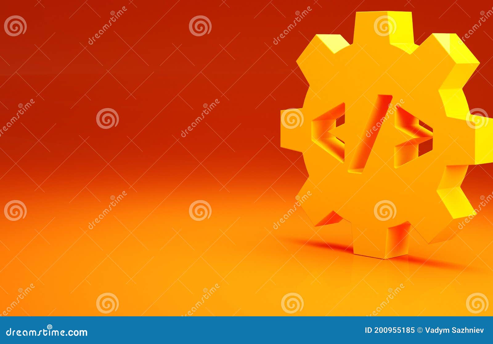 Yellow Web Design and Front End Development Icon Isolated on Orange ...