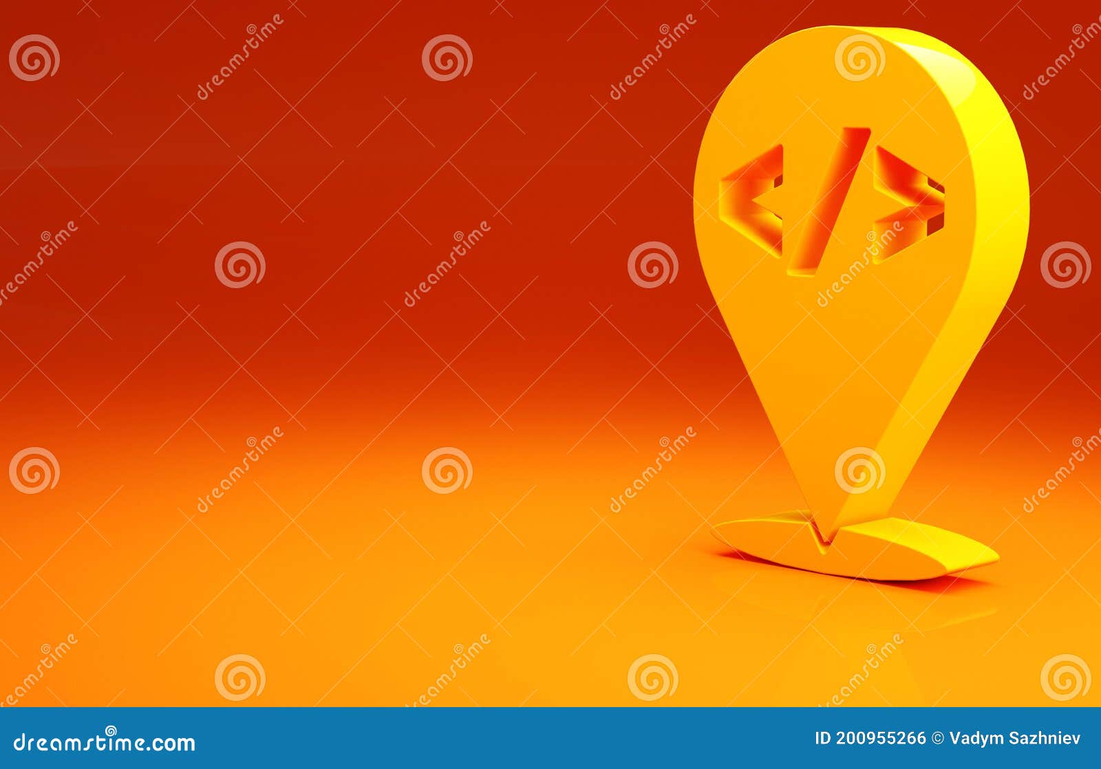 Yellow Web Design and Front End Development Icon Isolated on Orange ...