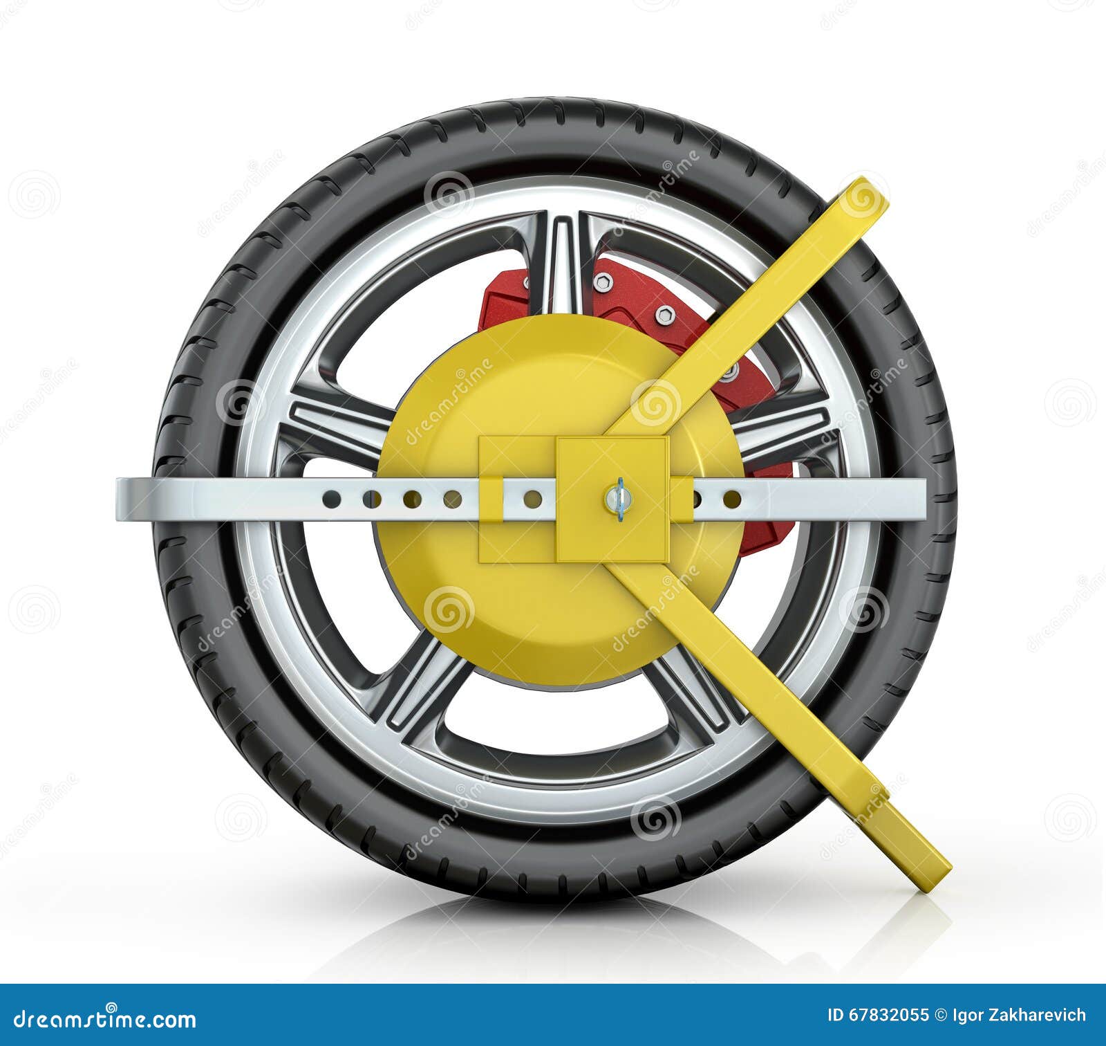 Wheel Clamp On Car Side View Vector Illustration | CartoonDealer.com ...