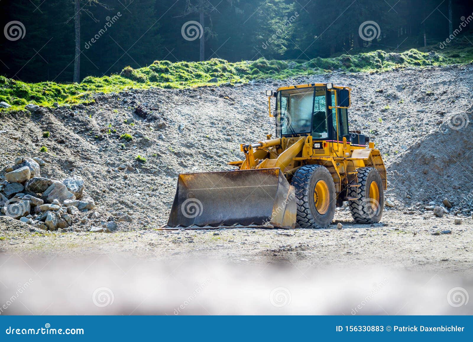 Yellow Wheel Loader Excavator in a Quarry Stock Image - Image of ...