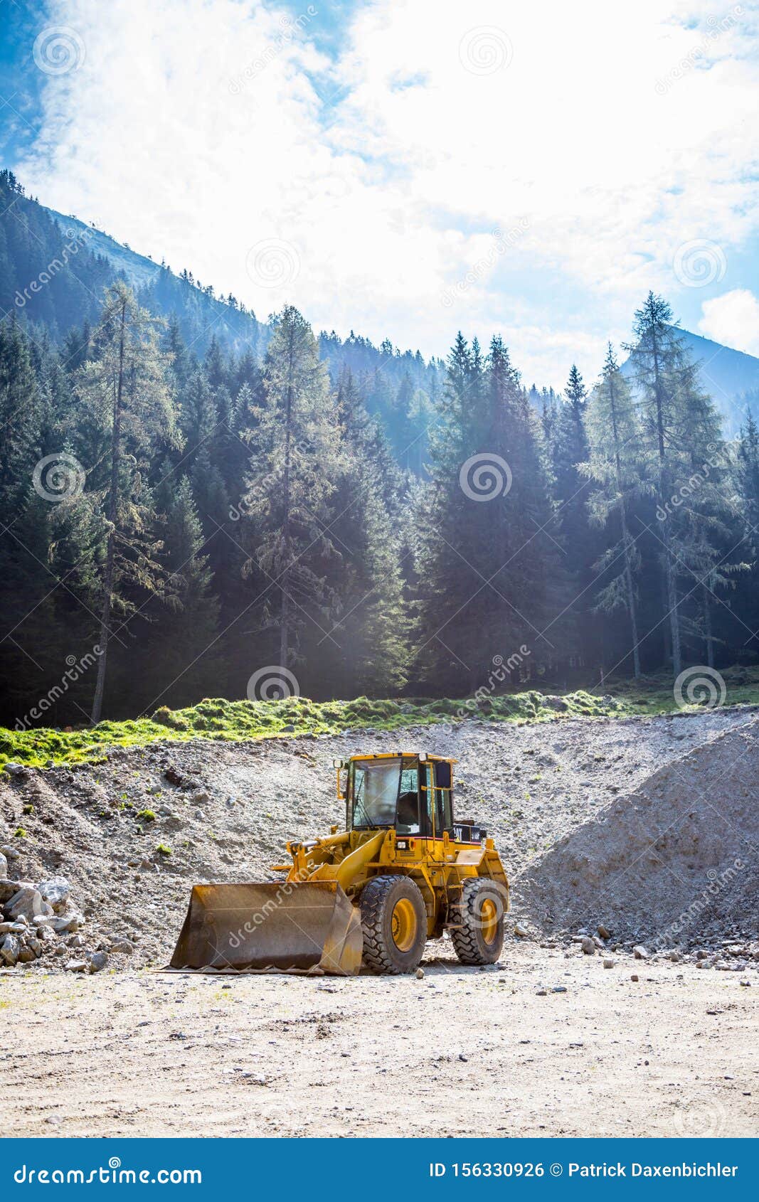 Yellow Wheel Loader Excavator in a Quarry Stock Photo - Image of loader ...