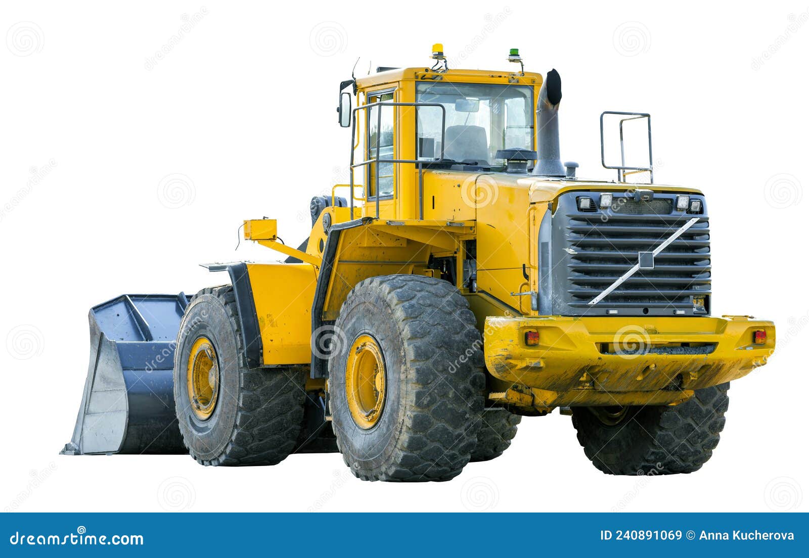 Yellow Wheel Loader Isolated on White Background Stock Image - Image of ...