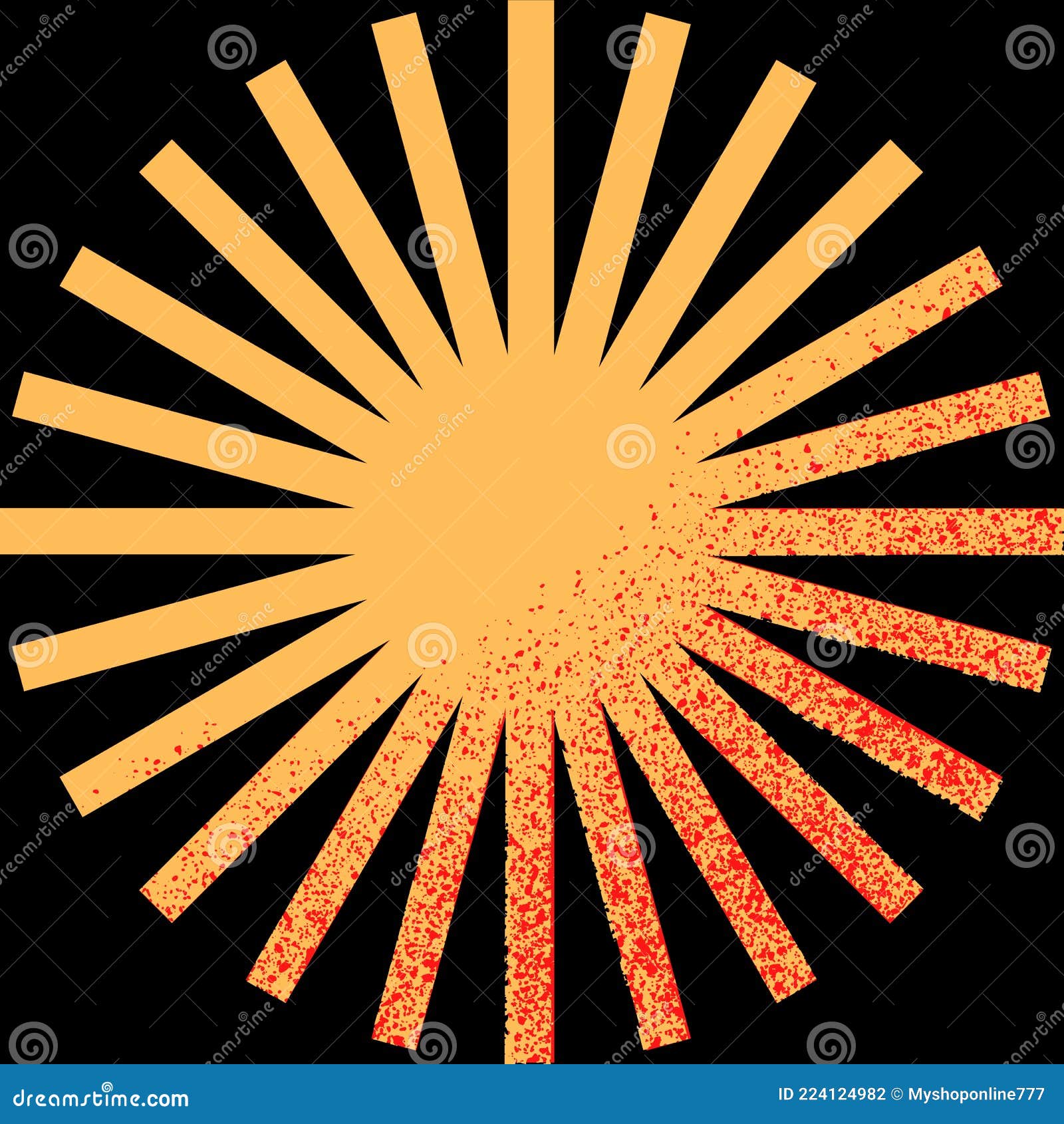 Yellow Wheel with Red Color Dots on Black Background Pattern Stock ...