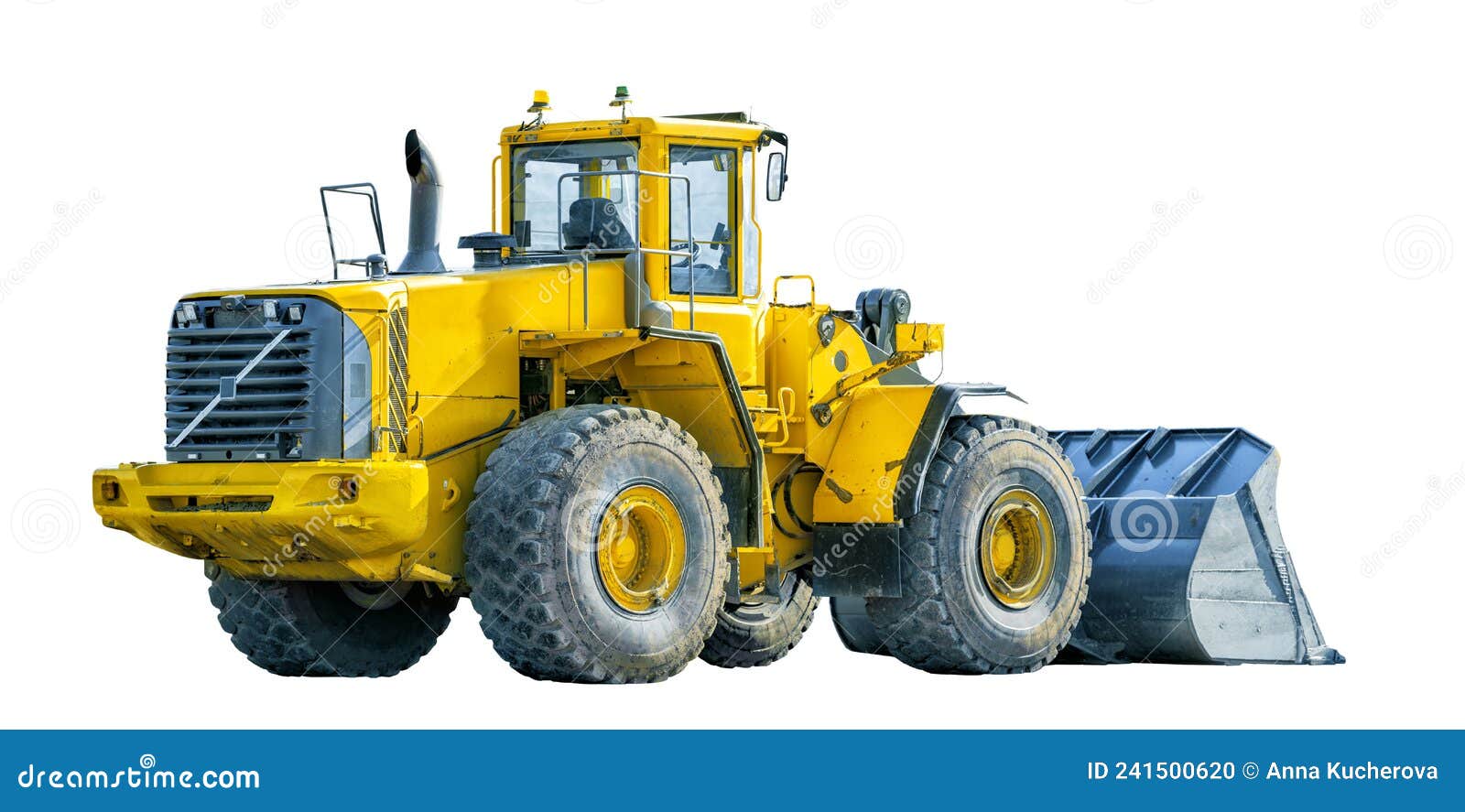 Yellow Wheeled Loader or Excavator Isolated on White Stock Photo ...