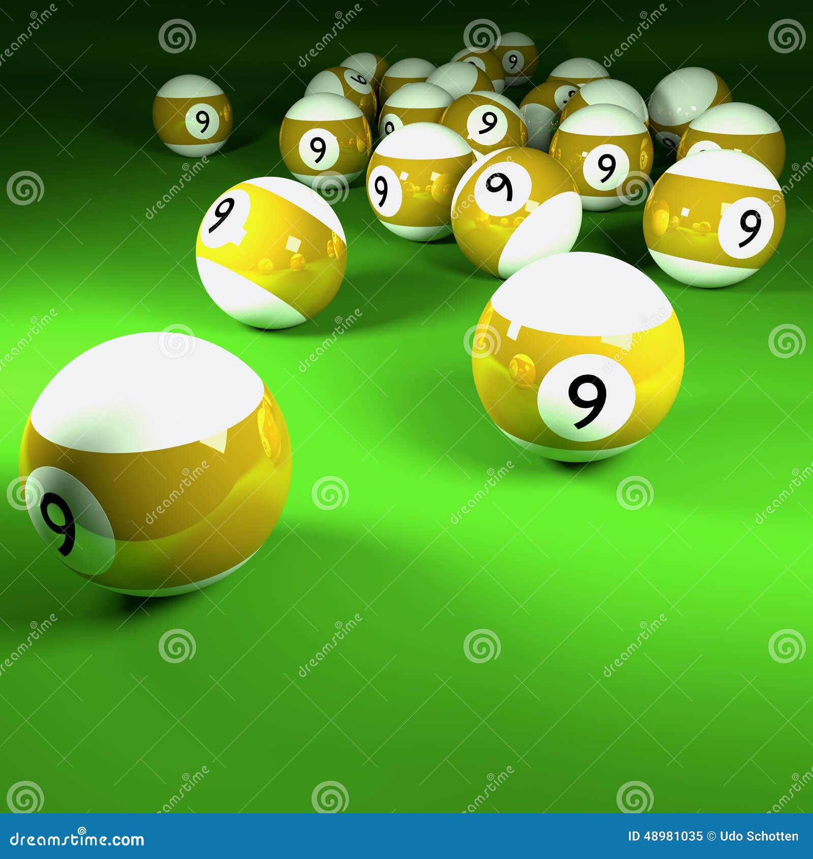 Yellow White Billiard Balls Number Nine Stock Illustration ...