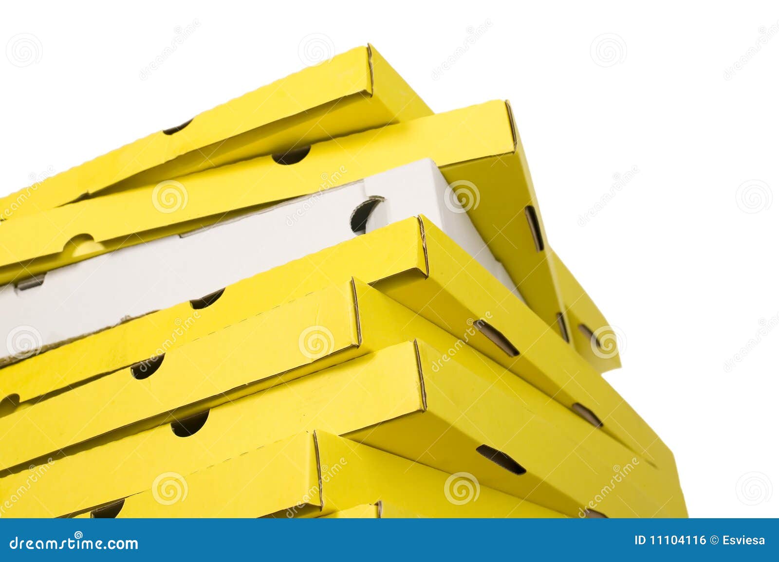 Yellow and White Boxes of Pizza Stock Photo - Image of package ...