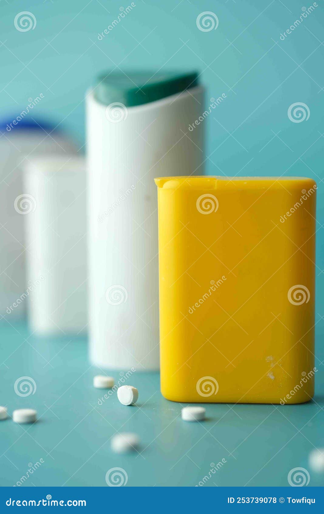 Yellow and White Color Artificial Sweetener Containers on Table Stock ...